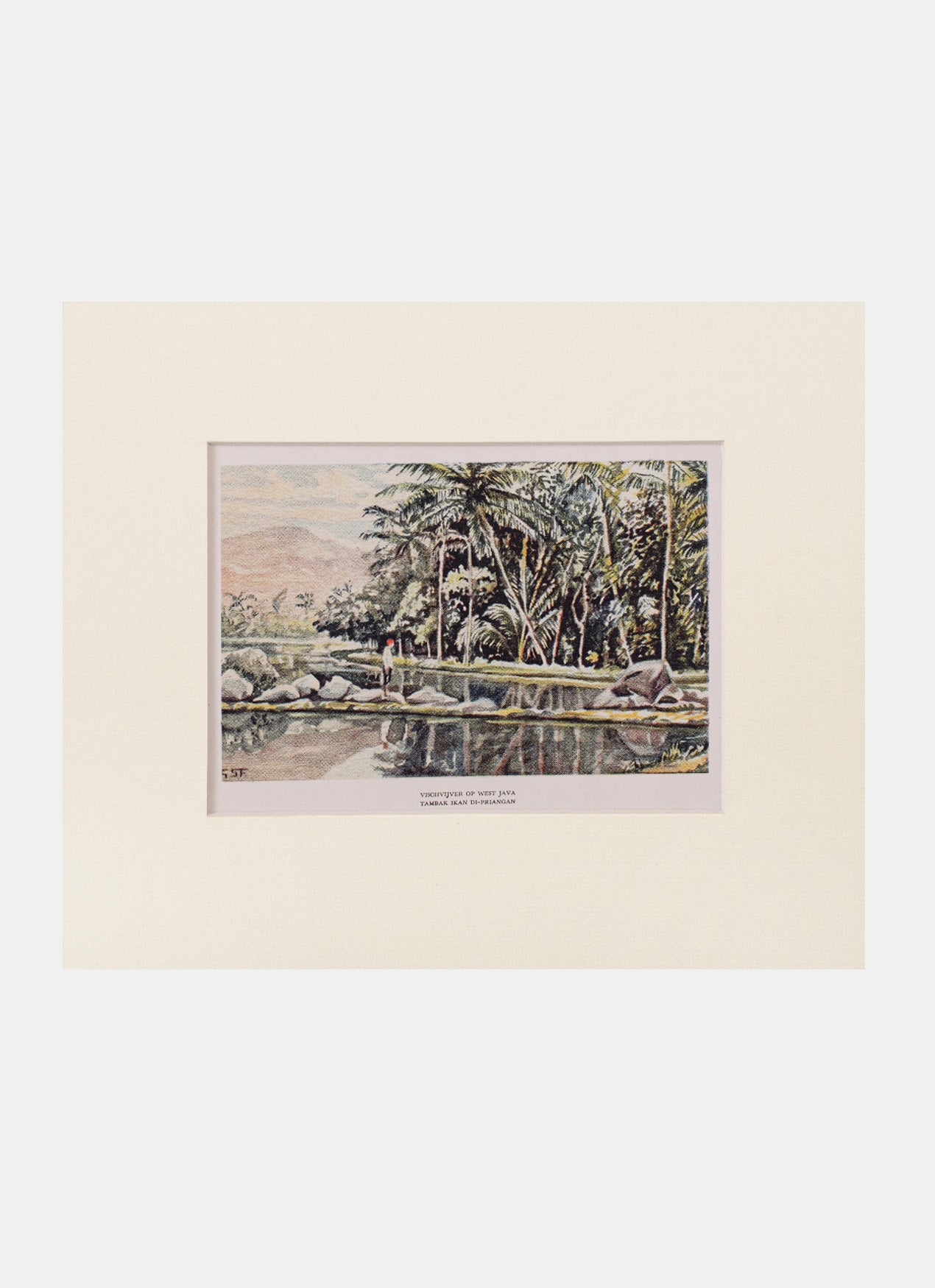 Repro Chromolithograph - Tambak Ikan Di-Priangan – Pithecanthropus Bali