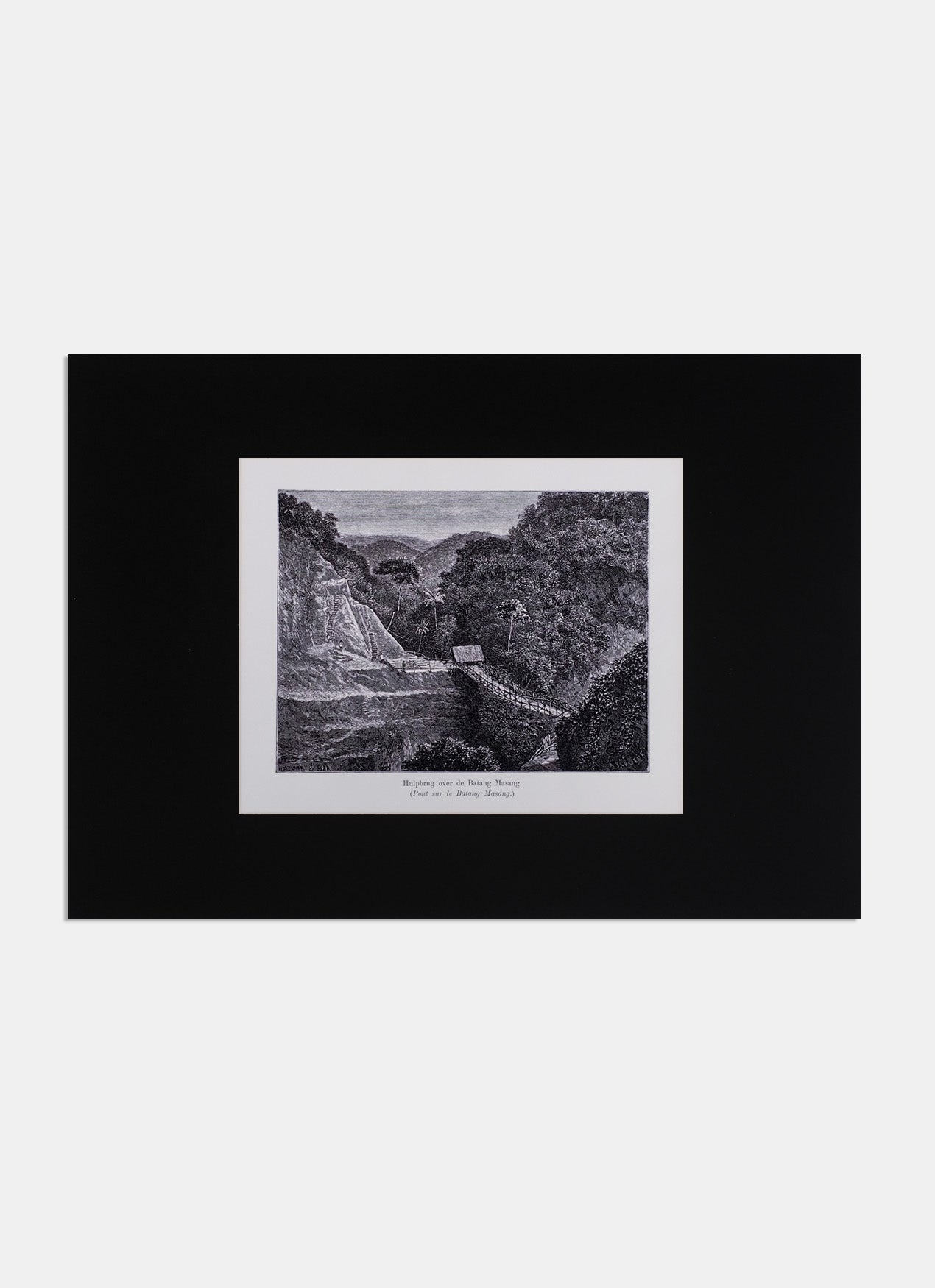 Repro Engraving - Hulpbrug over de Batang Masang (Pont sur le Batang M ...