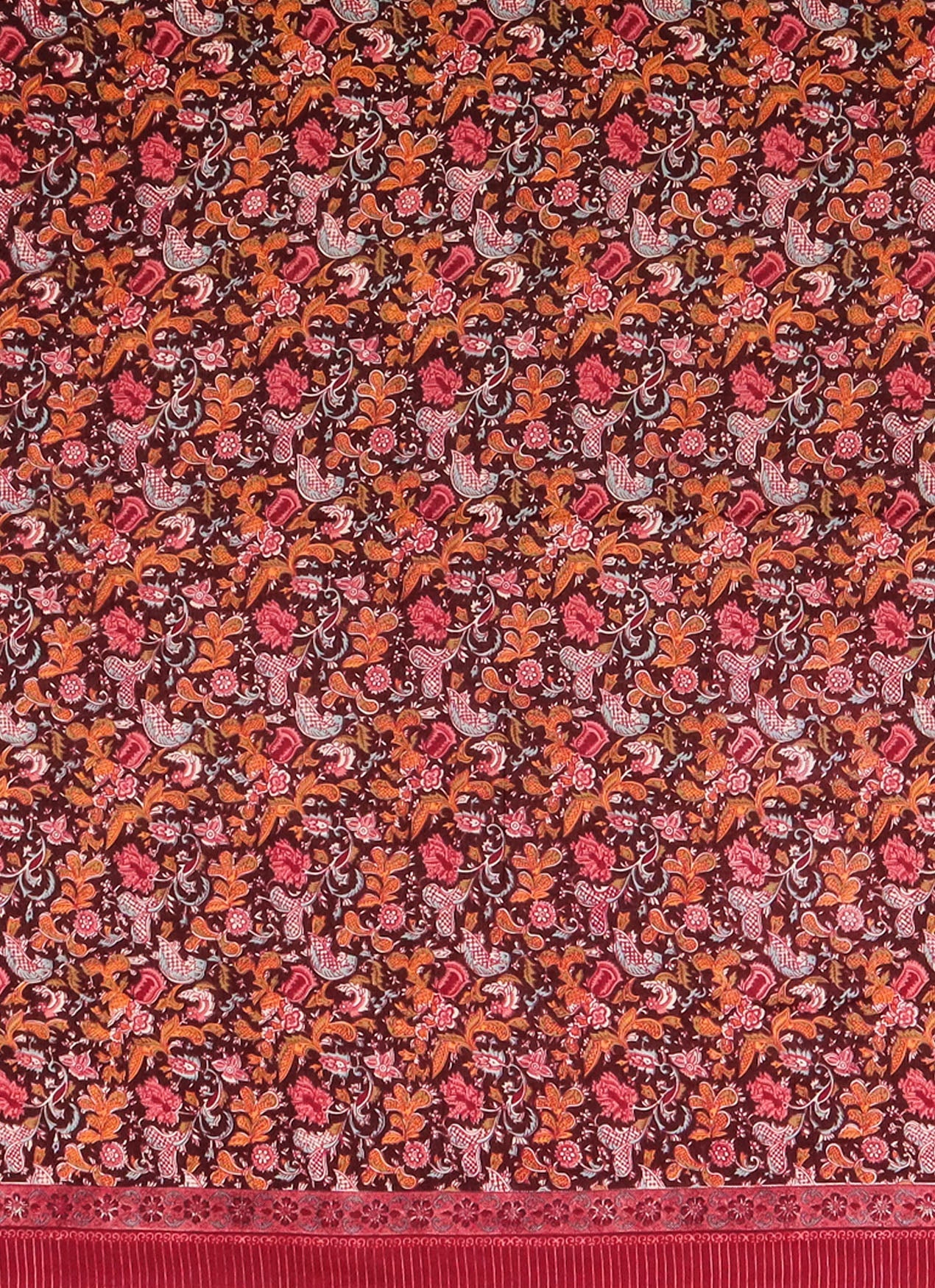 Printed Cotton Voile Fabrics - Bunga Merah Maroon – Pithecanthropus Bali